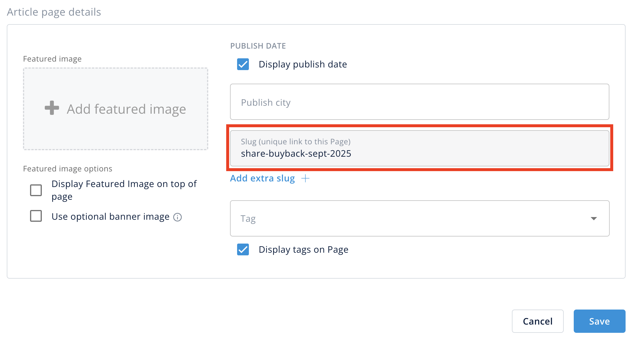 Why and how to adjust the slug for (article) pages with recurring ...